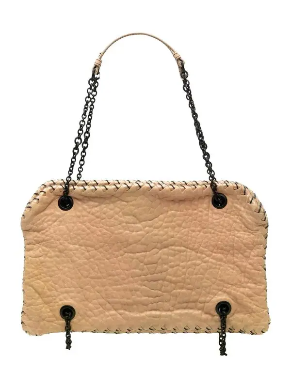 Bottega Veneta Textured Leather Whipstitch Duo Shoulder Bag - Neutrals