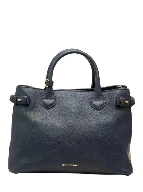 Burberry Leather Banner Satchel - Blue