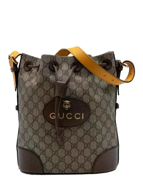 Gucci Gg Supreme Neo Vintage Drawstring Bucket Bag - Neutrals