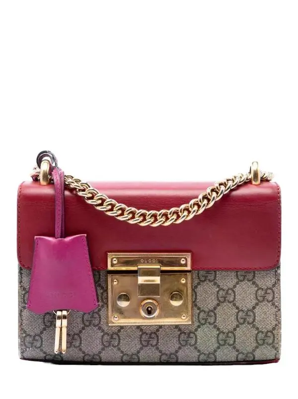 Gucci Small Gg Supreme Padlock Crossbody Bag - Neutrals