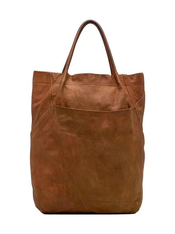 Marni Leather Front Pocket Tote Bag - Brown