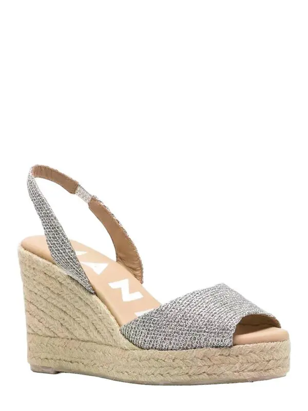 Manebí Glitter Detail Wedge Espadrilles - Silver