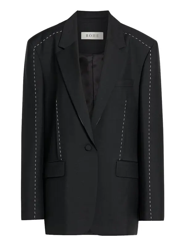 RÓHE Oversized Topstitched Wool And Mohair-blend Blazer - Black