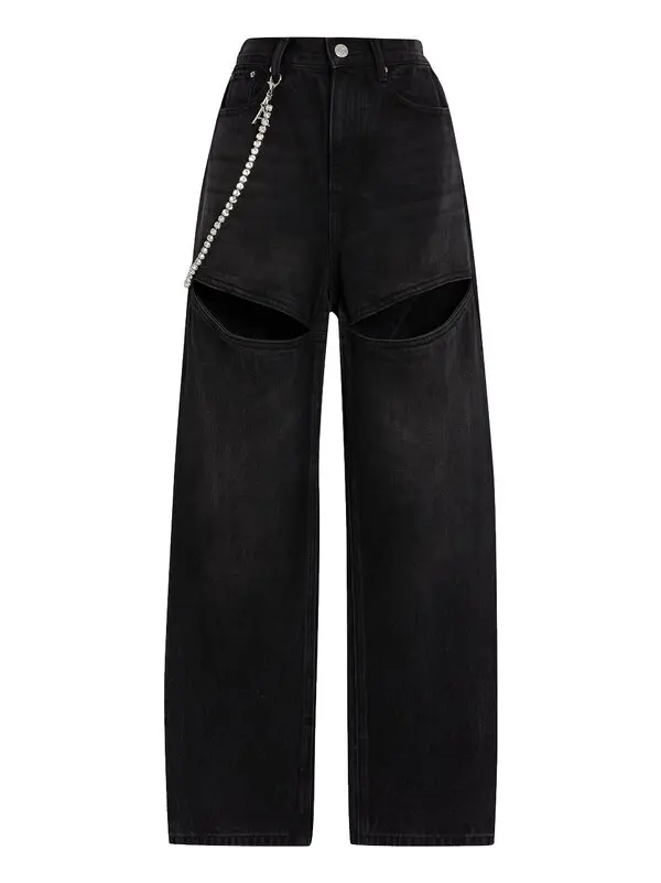 AREA Cutout High-rise Straight-leg Jeans - Black