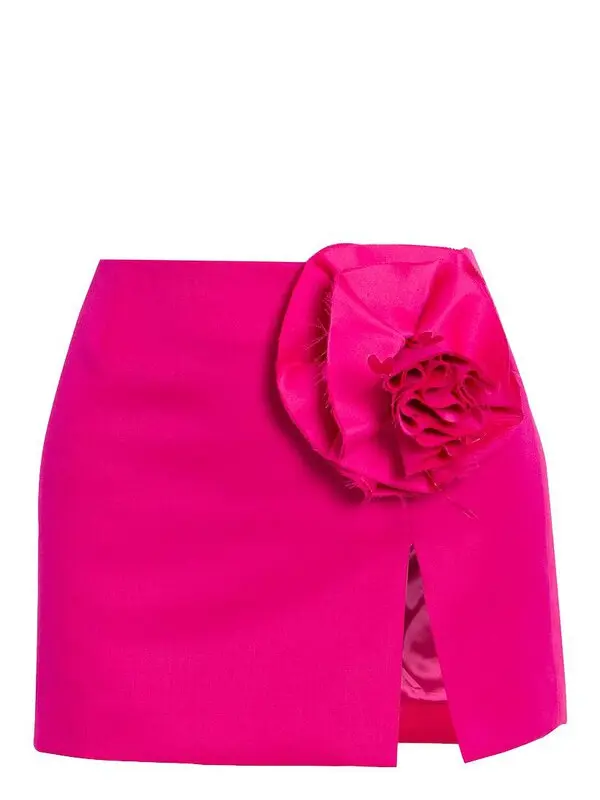 AREA Appliquéd Wool-twill Mini Skirt - Fuchsia