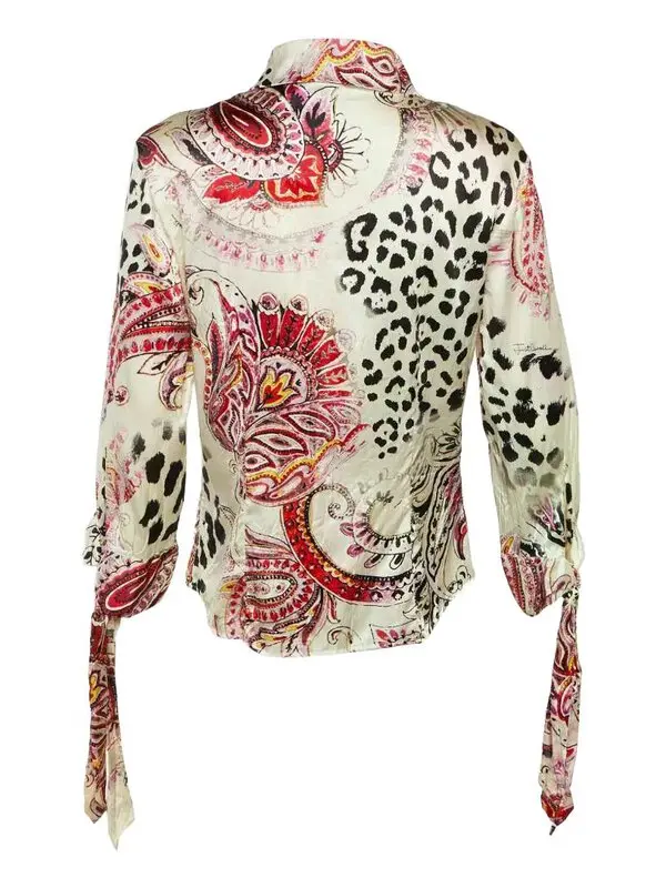 Just Cavalli Printed Silk-blend Top - Neutrals