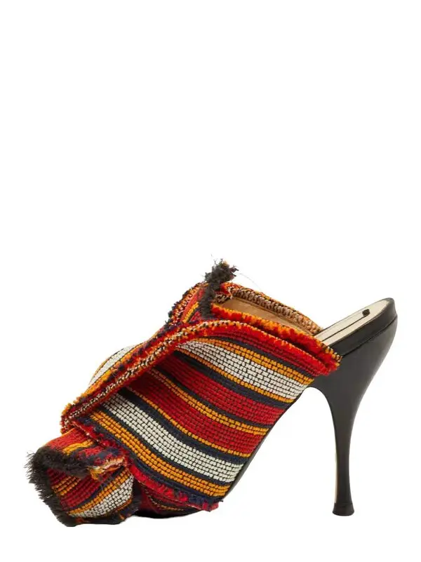 N°21 And Multicolor Horizontal-stripe Pattern Knot Detail Stiletto Mules - Red