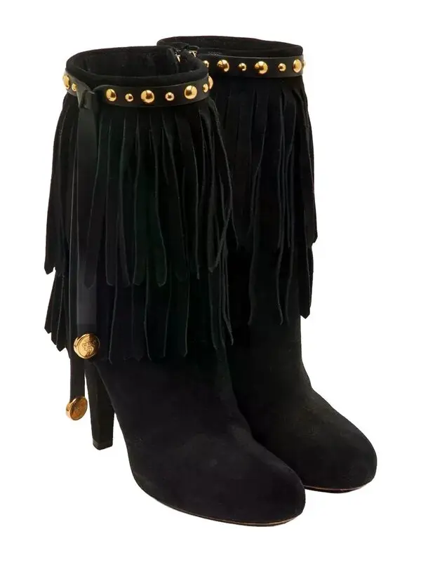 Gucci Studded Fringe Boots - Black