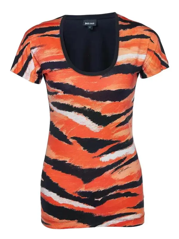 Just Cavalli Animal Print Jersey Top - Orange