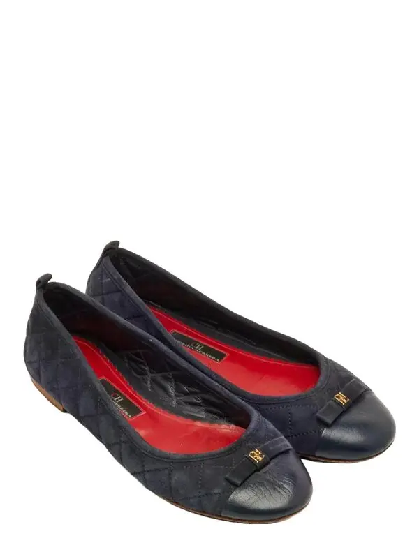 Carolina Herrera Quilted Ballet Flats With Bow Detail - Blue