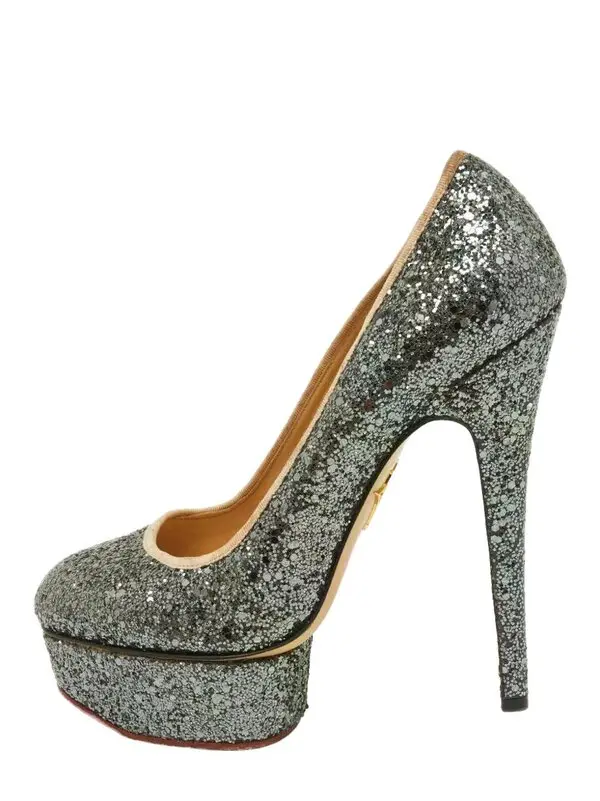 CHARLOTTE OLYMPIA Dolly Glittered Platform Pumps - Grey