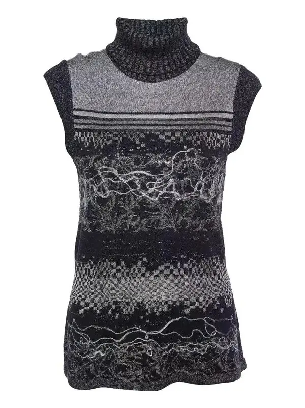 Kenzo Intarsia Sleeveless Roll Neck Top - Black