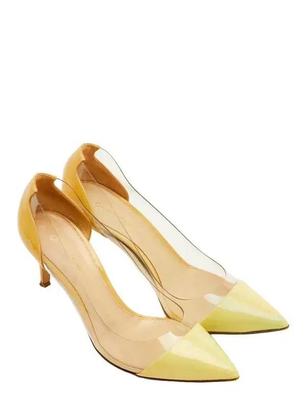 GIANVITO ROSSI Plexi Pointed-toe Heeled Pumps - Neutrals