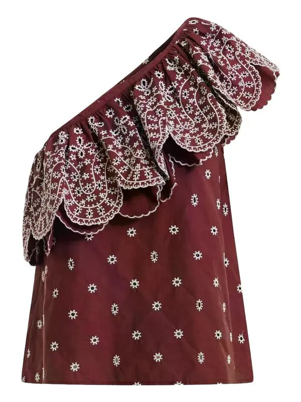 Essentiel Antwerp Ruffled One-shoulder Blouse - Red