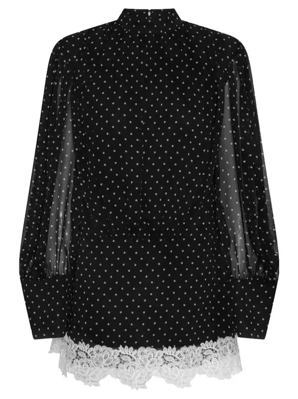 ROTATE BY BIRGER CHRISTENSEN Polka Dot Lace Trim Mini Dress - Black