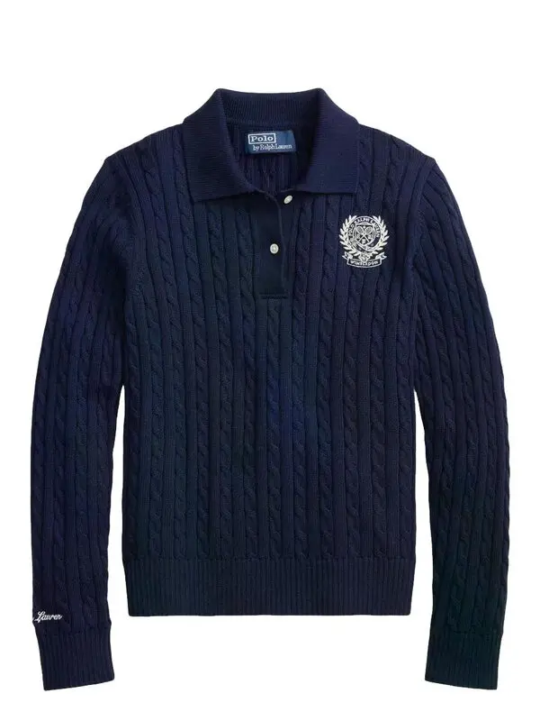 Polo Ralph Lauren Cable Knit Polo Sweater - Blue