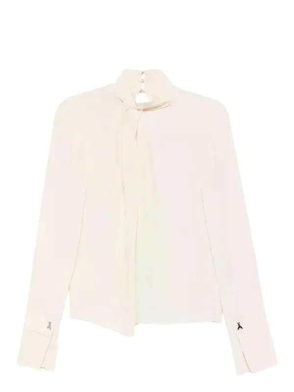 Patrizia Pepe Tie-neck High-neck Blouse - Neutrals