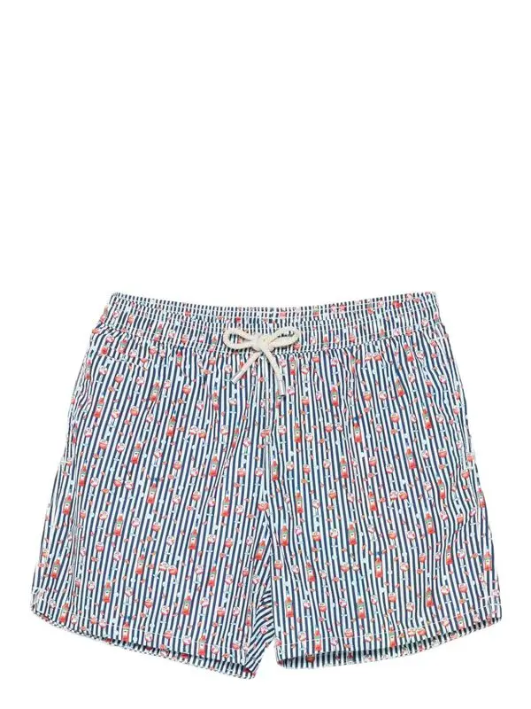MC2 SAINT BARTH Micro Fantasy Striped Swim Shorts - Blue
