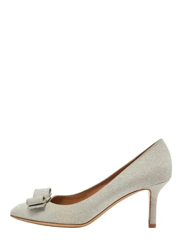 FERRAGAMO Vara Bow Glitter Pumps - Silver