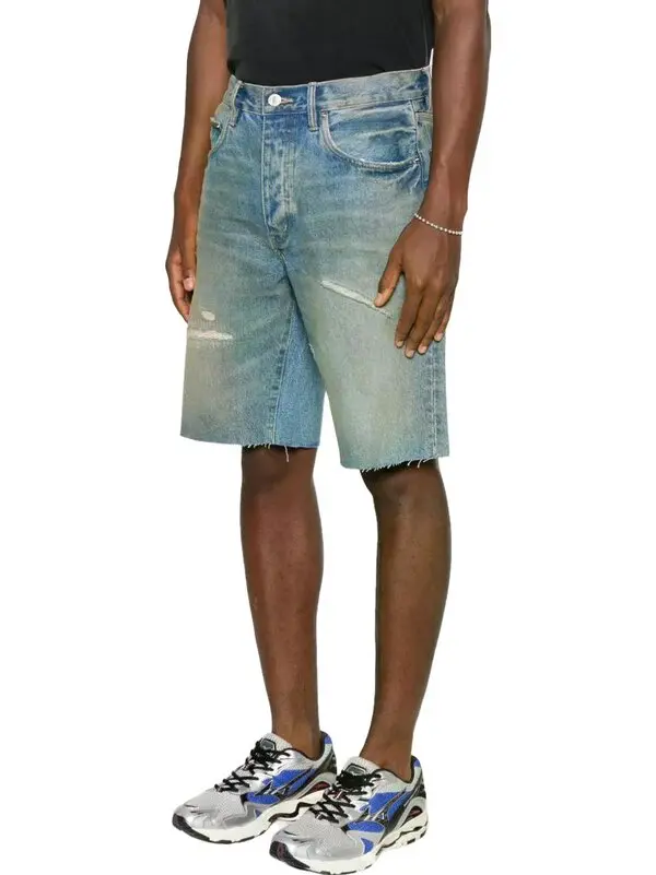 PURPLE BRAND Distressed Raw-cut Denim Shorts - Blue