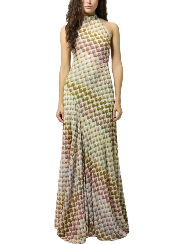 Missoni Geometric Pattern Halterneck Dress - Neutrals