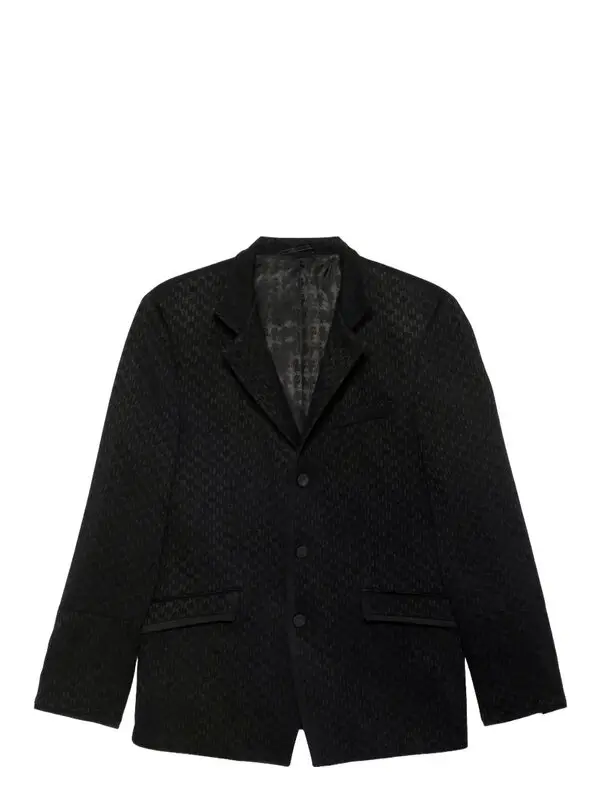 Karl Lagerfeld Monogram-pattern Notched-lapel Blazer - Black