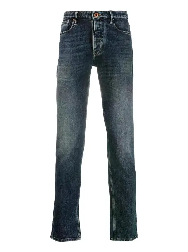 Emporio Armani Stonewashed Straight-leg Jeans - Blue