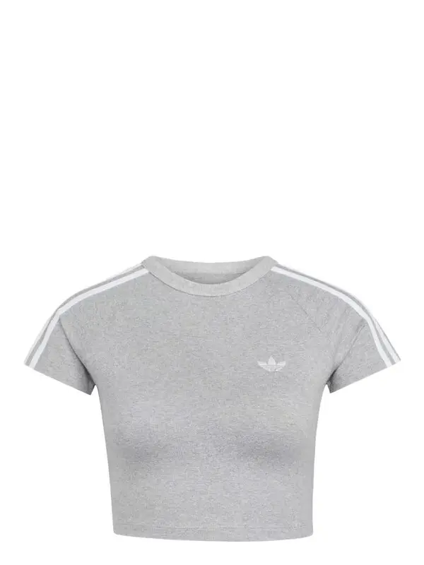 Adidas Logo Embroidered Striped T-shirt - Grey