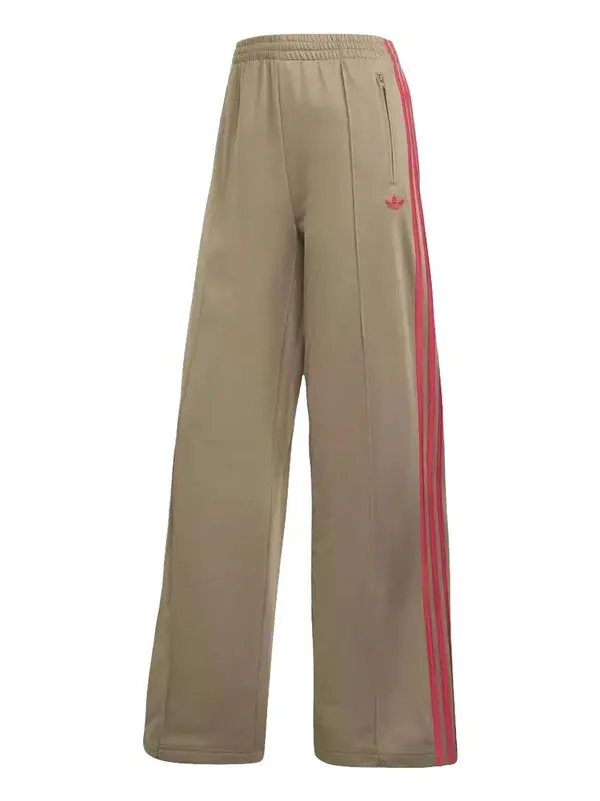 Adidas Beige Side-stripe Track Pants With Embroidered Logo - Neutrals