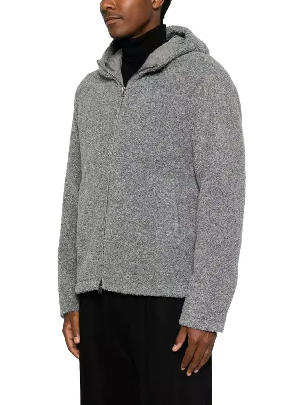 Herno Hooded Bouclé-effect Coat - Grey