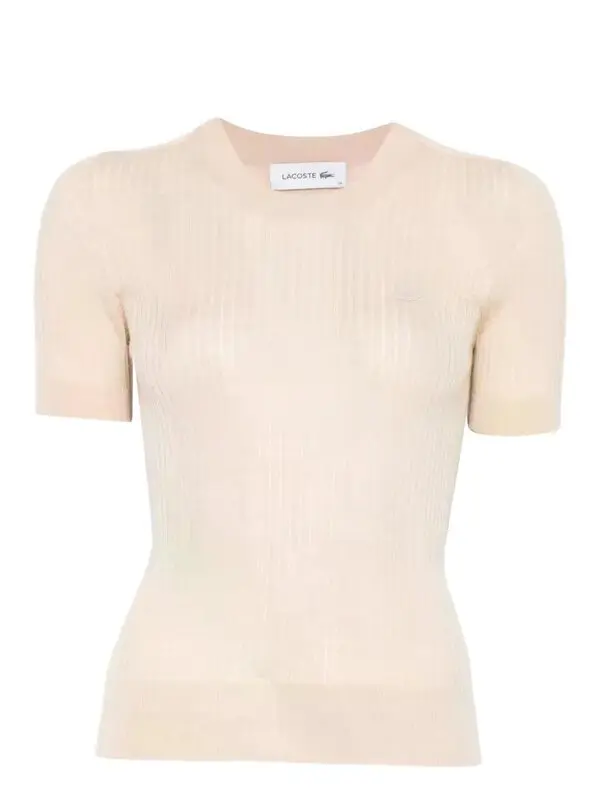 Lacoste Ribbed Logo Patch T-shirt - Neutrals
