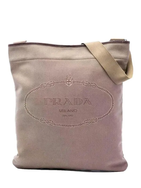 Prada Canapa Logo Messenger Bag - Neutrals