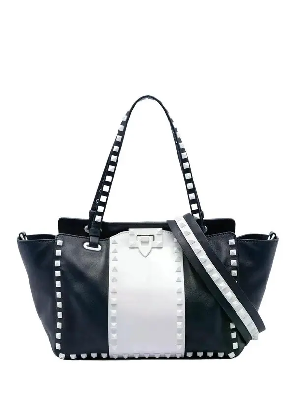 Valentino Garavani Rockstud Double Handle Tote Satchel - Blue