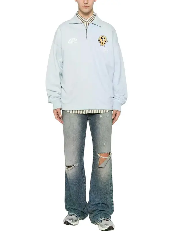 Off-White Logo Patch Half-zip Sweater - Blue