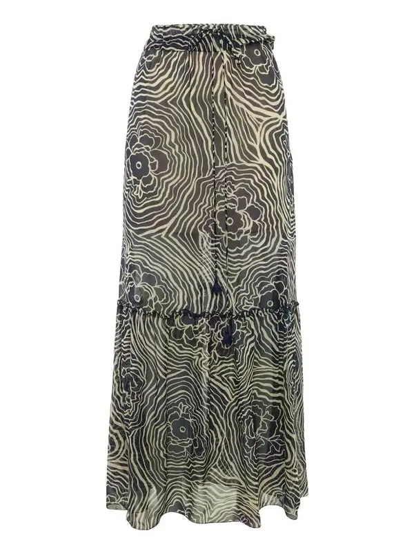 See By Chloé Printed Silk Maxi Skirt - Blue