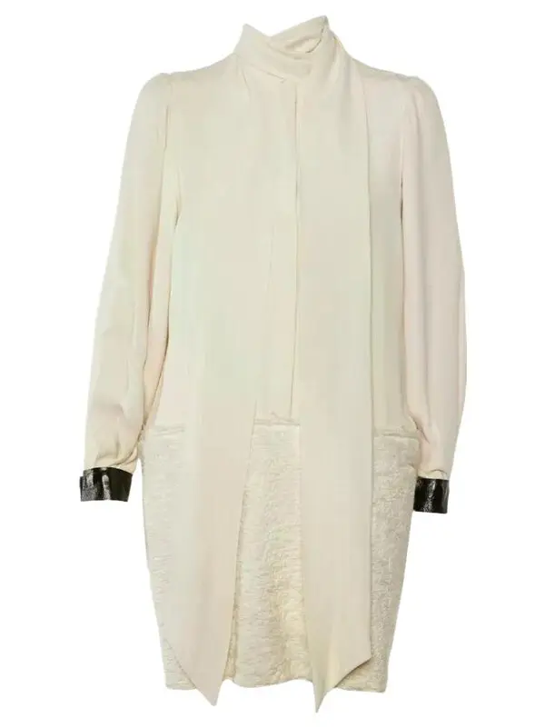Celine Pussy-bow Mini Dress - Neutrals