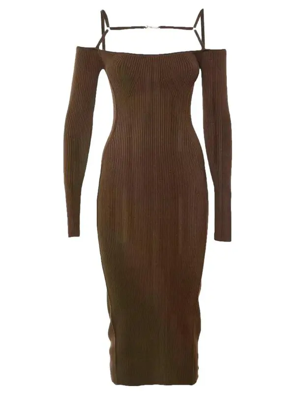 Jacquemus La Robe Sierra Cut-out Midi Dress - Brown