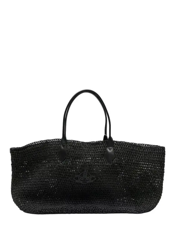 VIVIENNE WESTWOOD Alana Orb-plaque Woven Tote Bag - Black