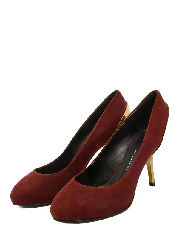 GIUSEPPE ZANOTTI Burgundy Suede Platform Pumps - Red