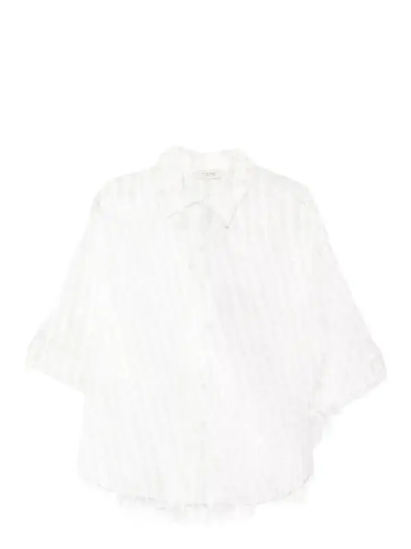 RAME Short Sleeve Fringe Shirt - White