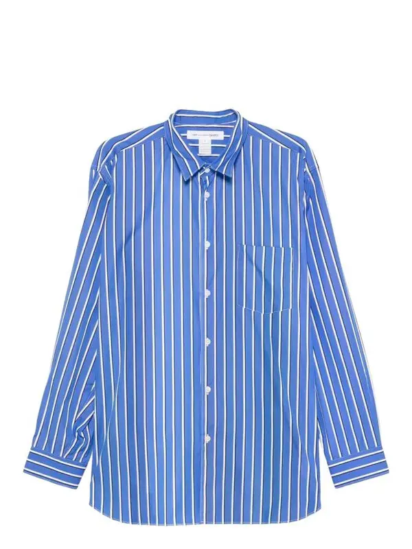 Comme Des Garçons Vertical-stripe Patch-pocket Shirt - Blue