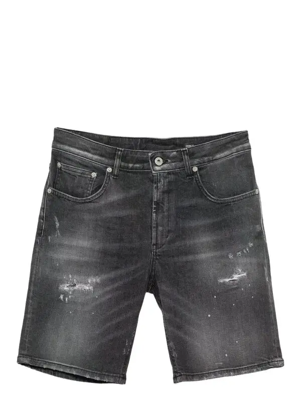 DONDUP Derick Distressed Paint-splatter Denim Shorts - Grey