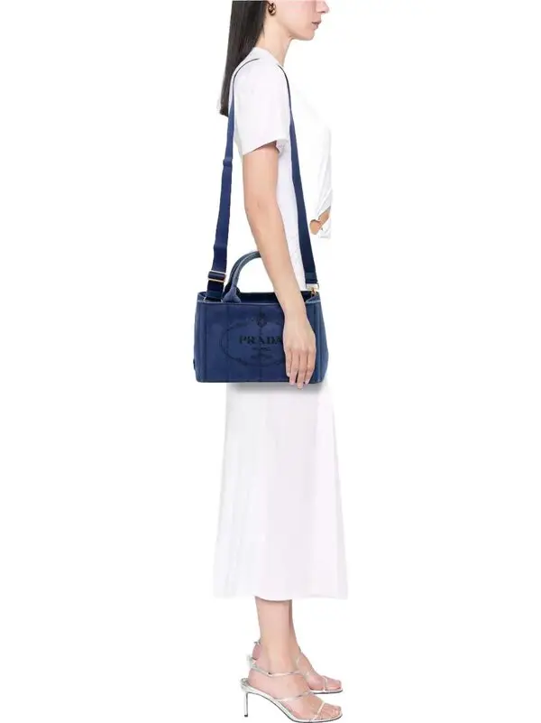 Prada Canapa Logo Satchel - Blue