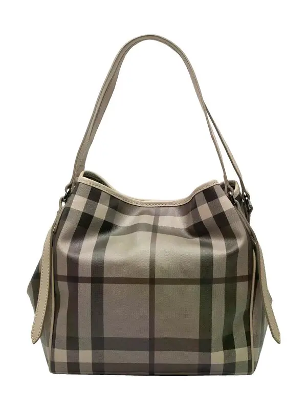 Burberry Small Smoke Check Coated Canvas Canterbury Tote Bag - Grey