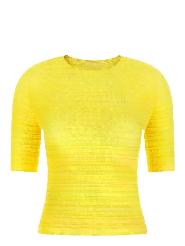 Issey Miyake Ribbed-fabric Blouse - Yellow