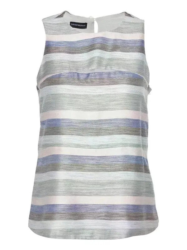 Emporio Armani Striped Sleeveless Top - Blue