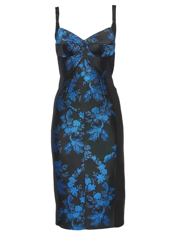 Stella McCartney Floral Jacquard Bustier Midi Dress - Black