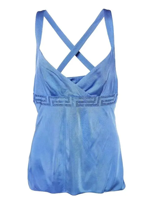 Versace 2008 Crystal Greca Tank Top - Blue