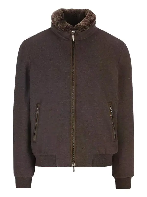 MOORER Zip-up Jacket - Brown