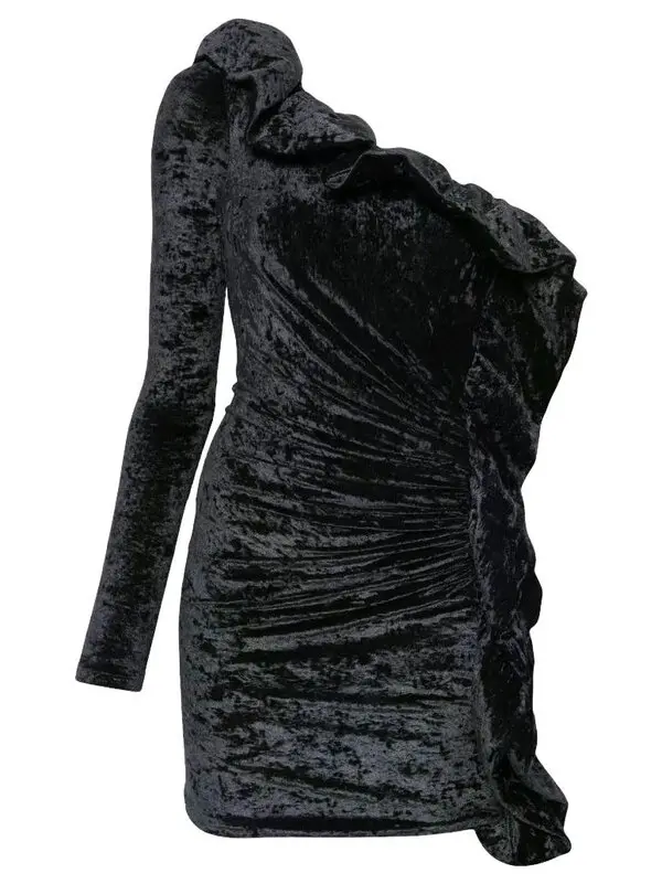 Amen One-shoulder Ruffled Mini Dress - Black